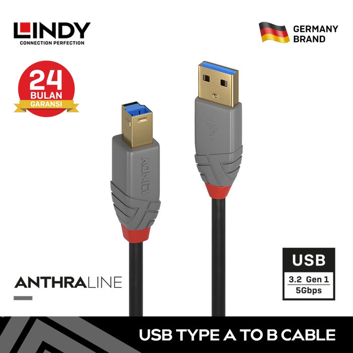 Jual LINDY Kabel Printer Soundcard 1M 2M 3M 5M Kabel Data USB 3.2 Type ...