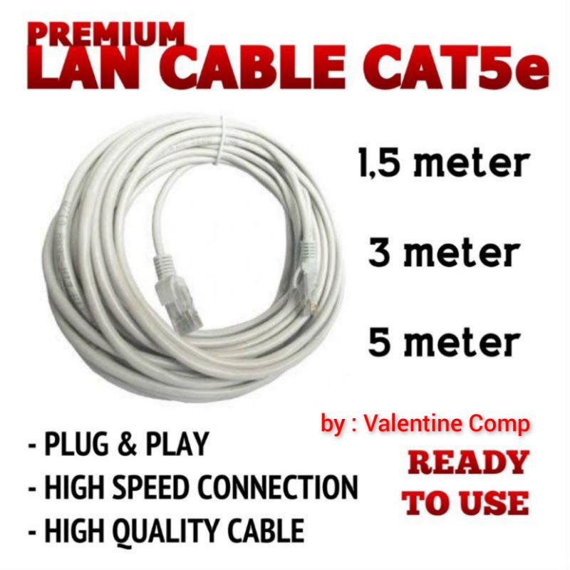 Jual KABEL LAN CAT 5 / 5e 1,5M / 3M / 5M RJ45 UTP Internet Router ...