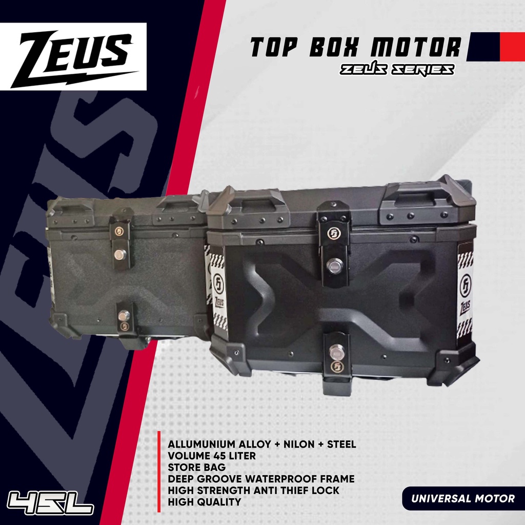 Jual Box Motor TOURING 45L Top Box ZEUS Allumunium Alloy Cast Import ...