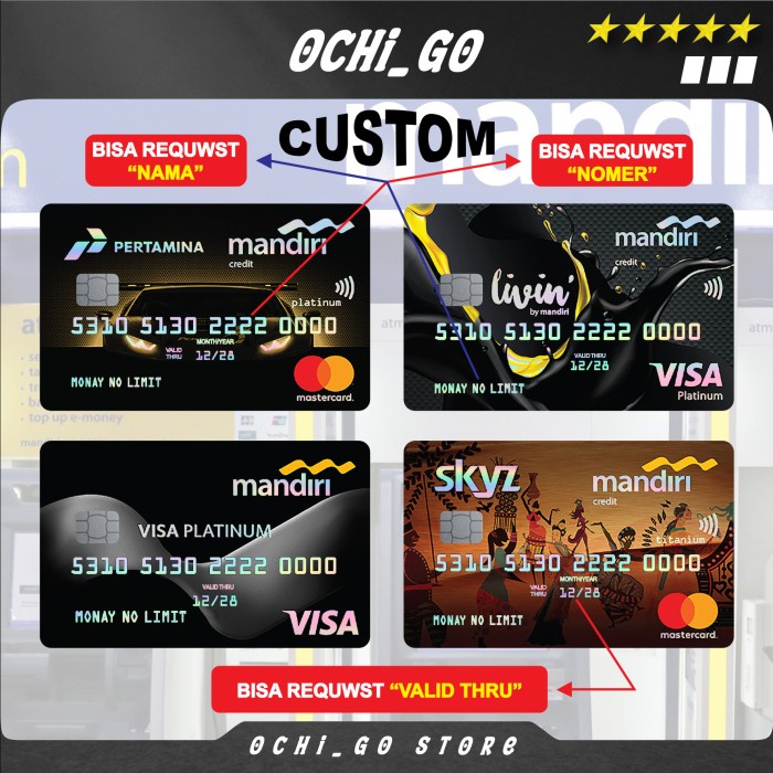 Jual Stiker Atm Garskin Skin Card Custom Bank Mandiri Sticker Kartu Atm ...
