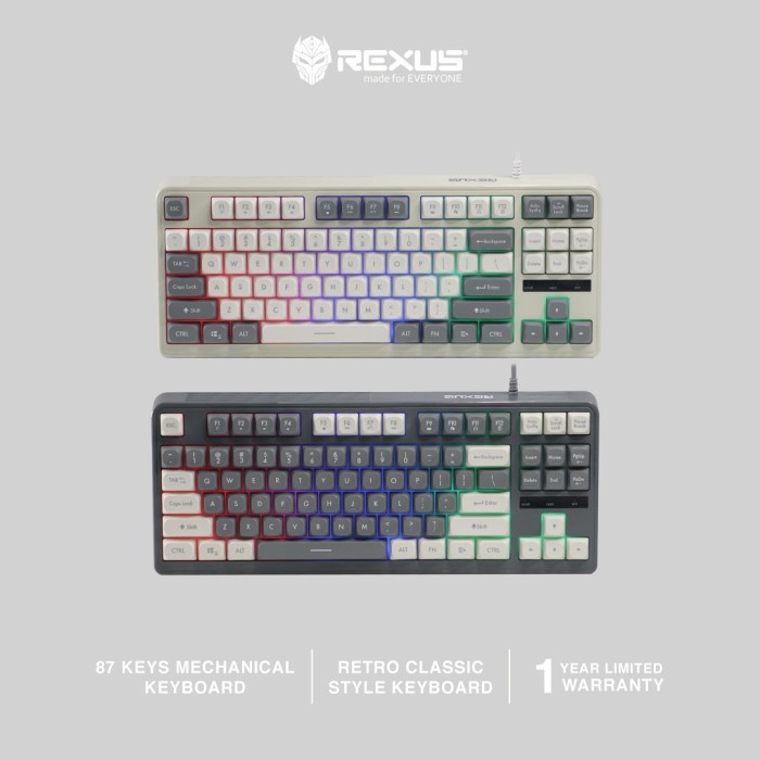 Jual Keyboard Rexus Gaming Battlefire K87M Retro Classic RGB Led ...