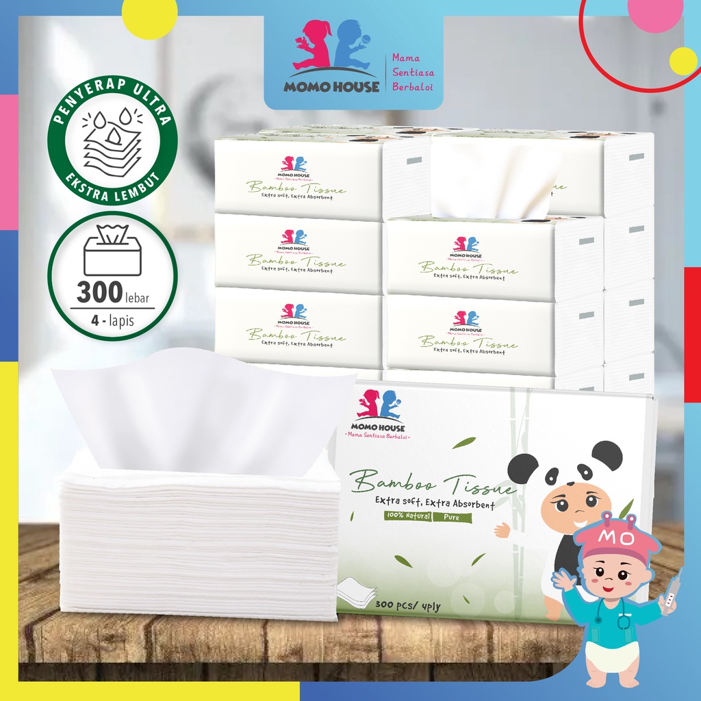 Jual MOMO HOUSE tisu kering bayi bamboo tisue soft facial tissue kering ...