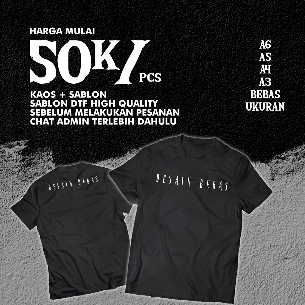 Jual Kaos Sablon Custom DTF Full Color Desain Sablon DTF Satuan ...