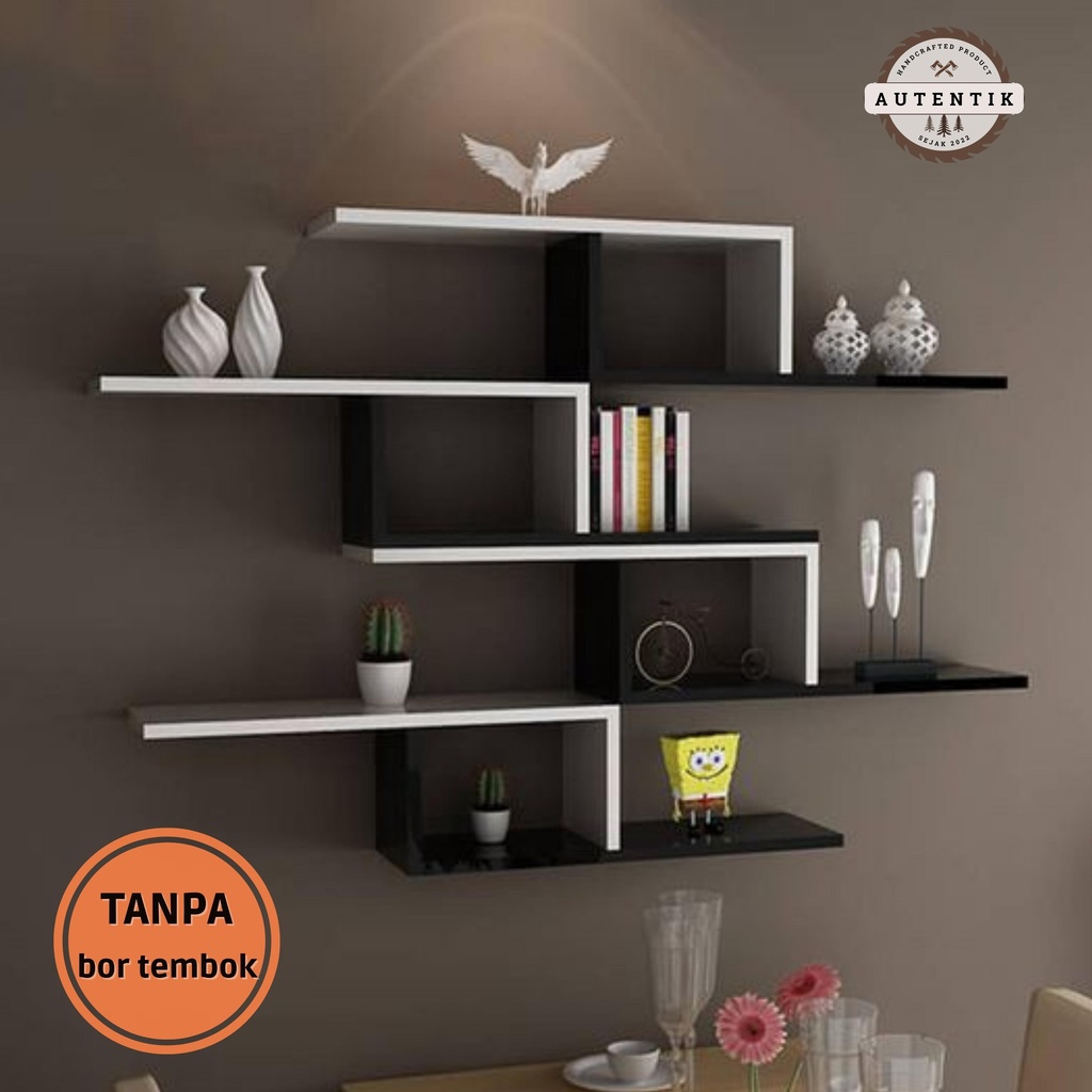 Jual Rak Ambalan Pajangan Hiasan Dinding Kamar Tempel Buku Vas Bunga ...
