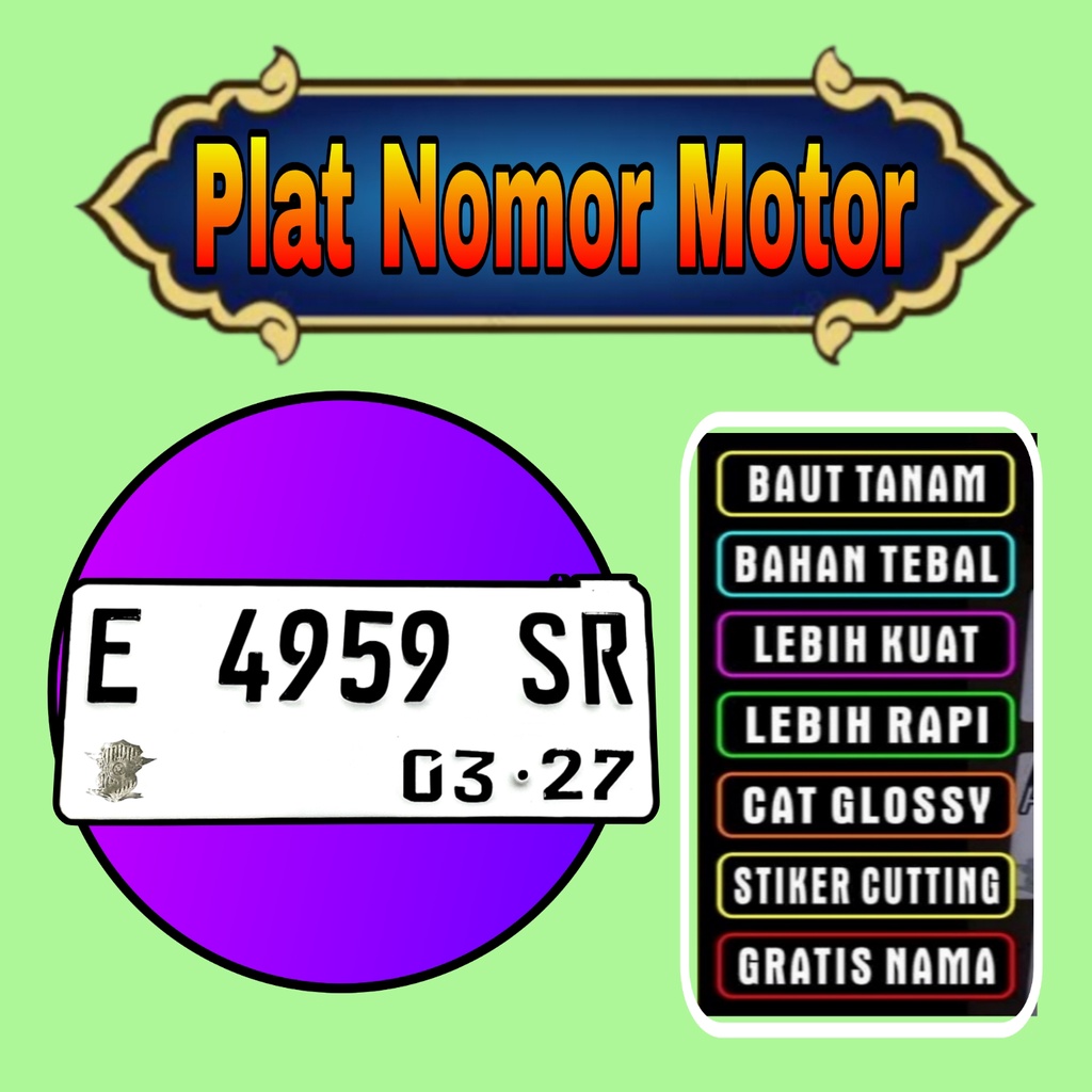 Jual Plat nomor motor PUTIH FONT TERBARU / baut tanam / proses cepat ...