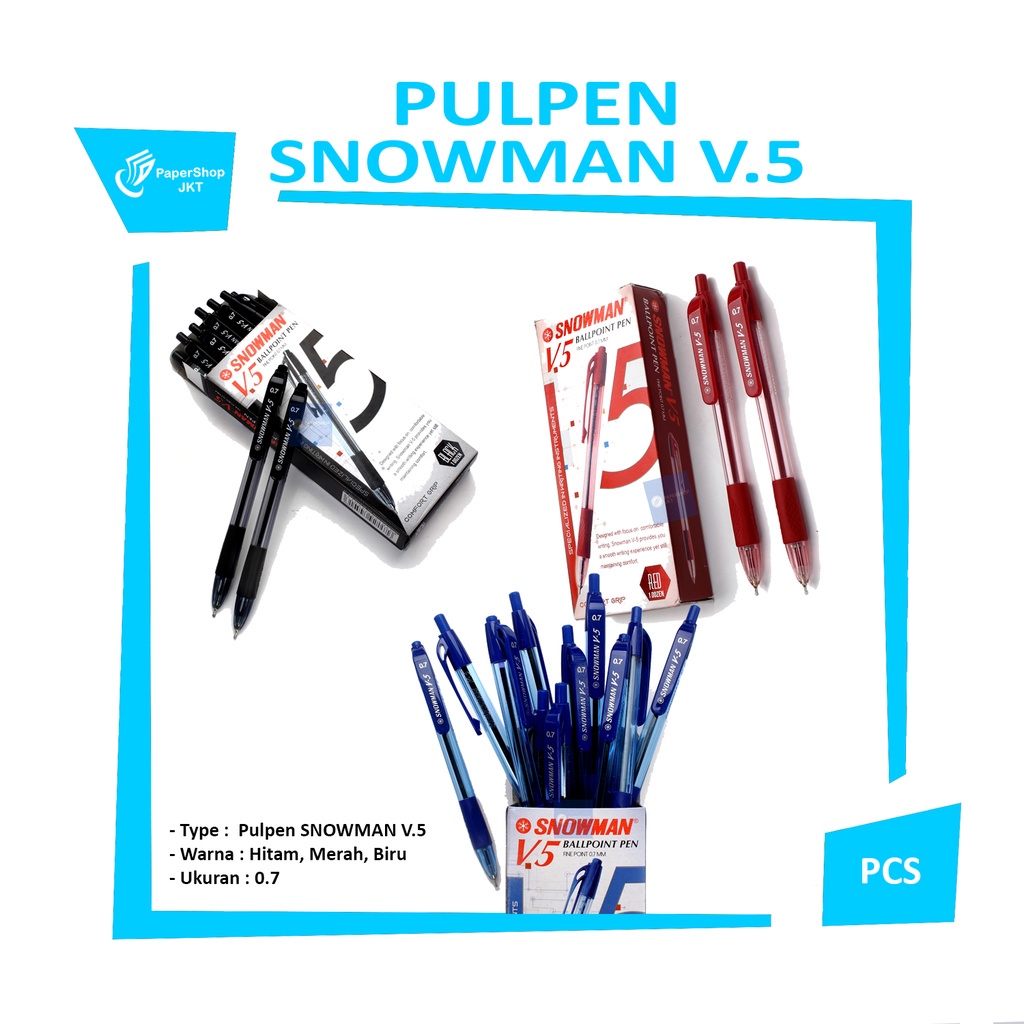 Jual SNOWMAN - Pena Ballpoint V5 0.7 - Ballpen - Pcs | Shopee Indonesia