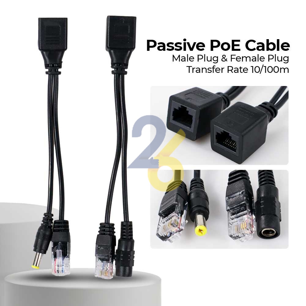 Jual [26] Passive PoE Power Over Ethernet Cable with Male & Female ...