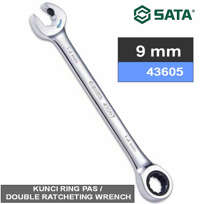 Jual SATA KUNCI RING PAS 43605 COMBINATION DOUBLE RATCHETING WRENCH 9MM | Shopee Indonesia