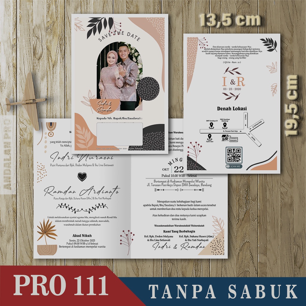 Jual Kode Toko: S3 - Pro 111 Lipat 2 Plus Foto, Simpel - Cetak Undangan Color / Berwarna ...