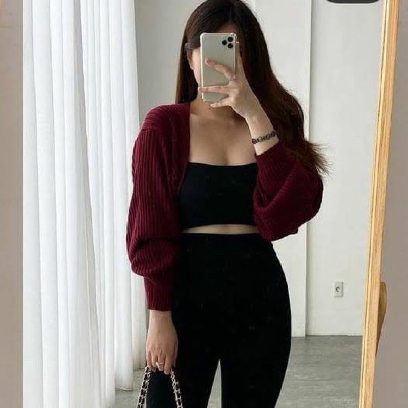 Jual BF LIAM Oversize Crop Cardigan - Bolero Cardy Rajut | Shopee Indonesia