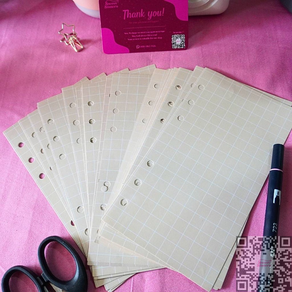 Jual [ 100gsm ] LOOSE LEAF GRID Refill Kertas Binder Diari Korea A6 ...