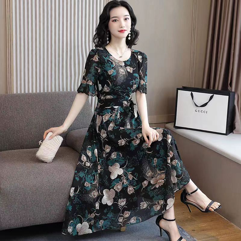 Jual Dress Bunga Korea Baru 2025/Gaun Panjang Elegan Bunga Korea/dress ...