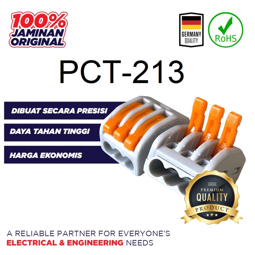 Jual WAGO PCT-213 Connector 3 Wire Compact Terminal Block Lever Cage ...