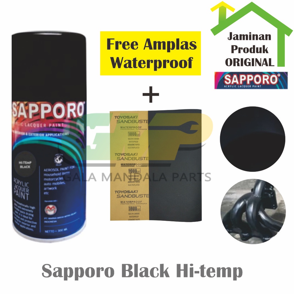 Jual SAPPORO Black HI-Temp Tahan Panas Cat Semprot Aerosol Paint Spray Pilox | Shopee Indonesia