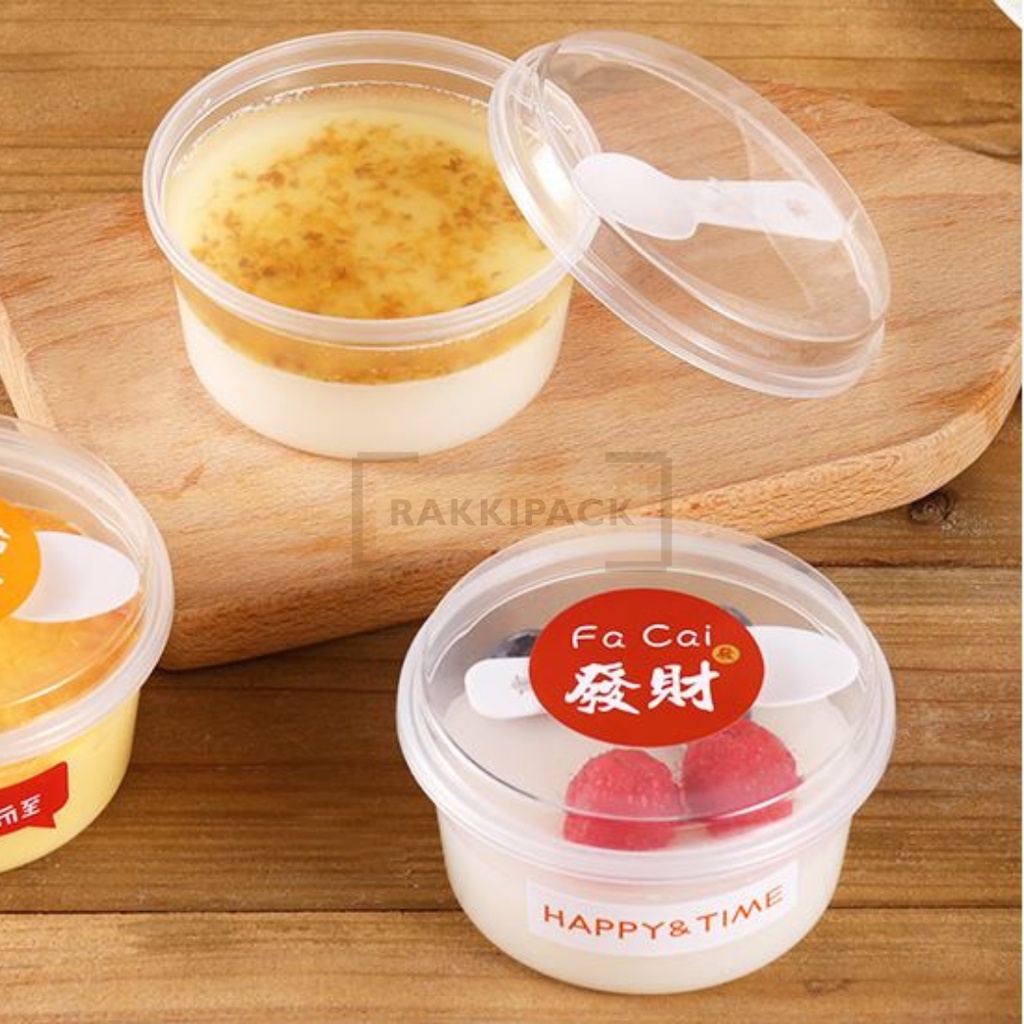Jual 10pcs cup pudding mousse cake dessert bulat sendok | Shopee Indonesia