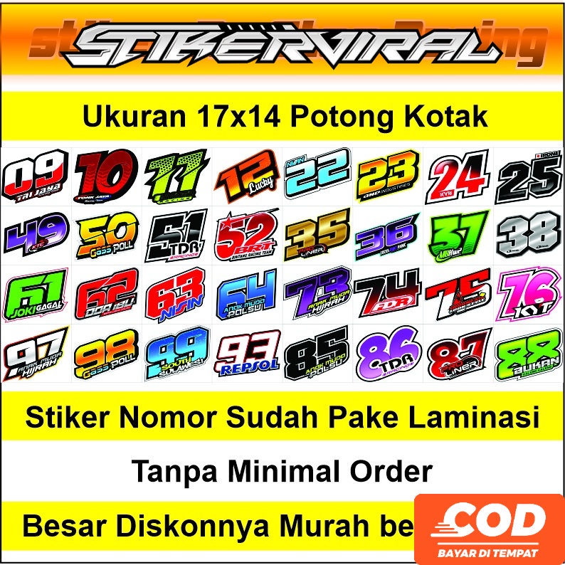 Jual Stiker Nomor Star Sticker Decal Racing start request costum water ...