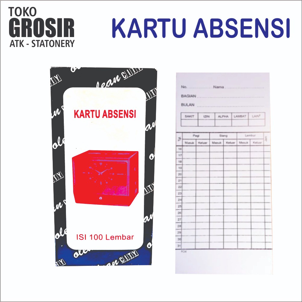 Jual Kartu Absensi absen manual ceklok amano 1 pack isi 100lembar 2 ...