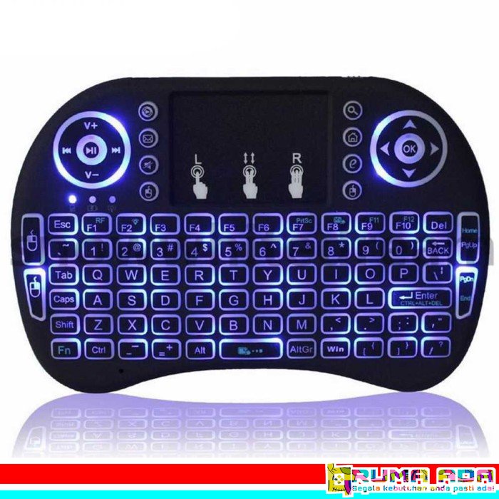 Jual Air Mouse Wireless Mini Keyboard RGB 2.4GHz Touch Pad - I8 - Hitam ...