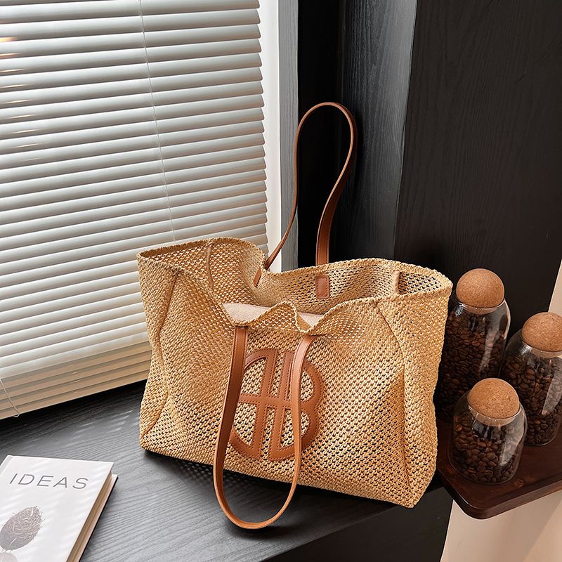 Jual Sen series straw woven bag, women's woven bag, French beach bag ...