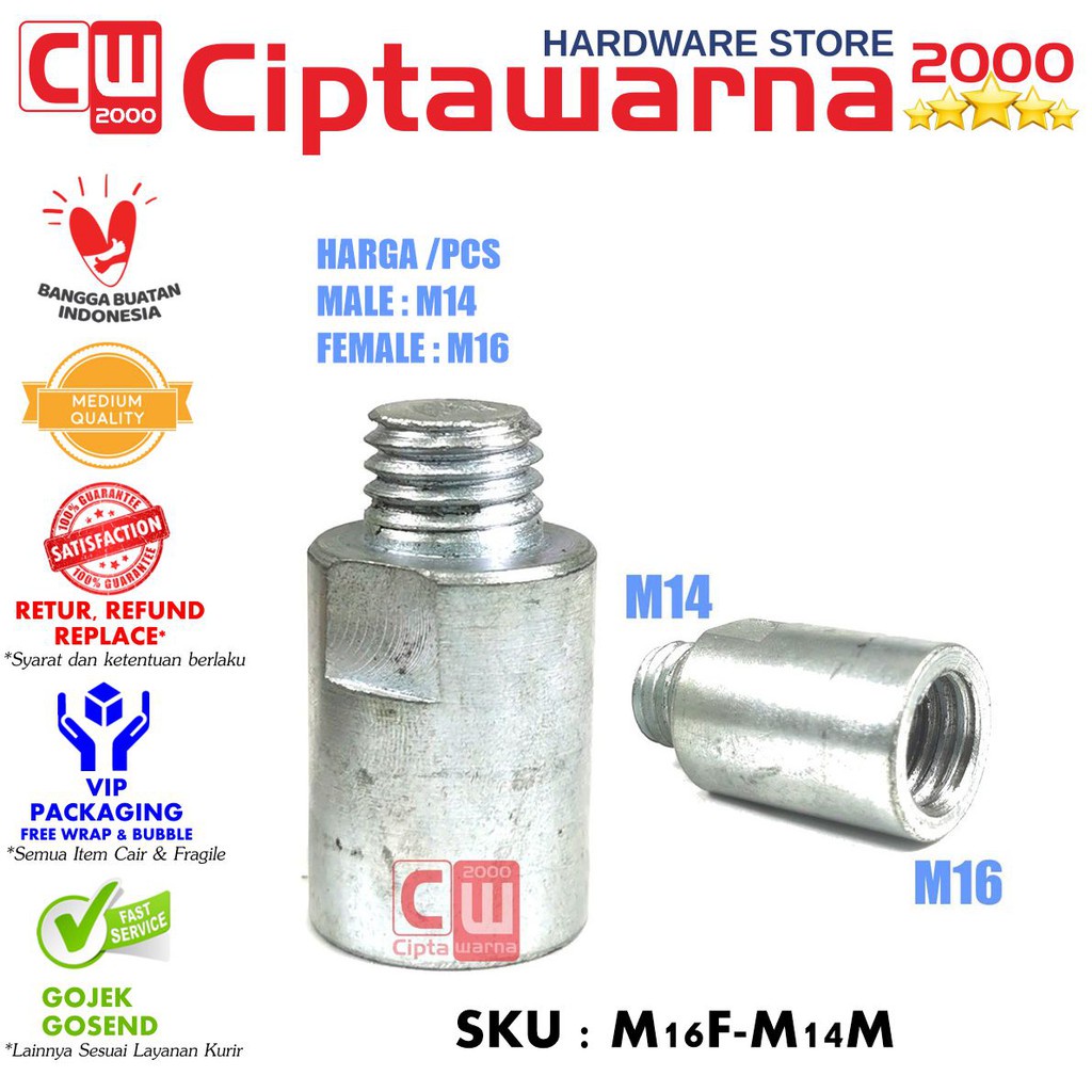 Jual Adapter mesin poles Ulir M16 M14 Male Female ke Pad Spindel ...