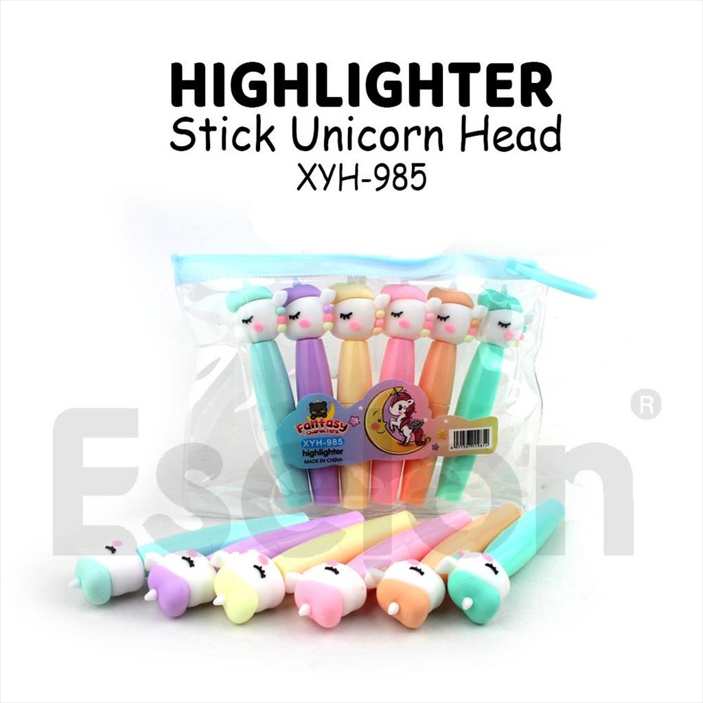 Jual 1pak isi 6 Stabillo UNICORN XHY-985/ 6pcs warna Pastel Highlighter ...