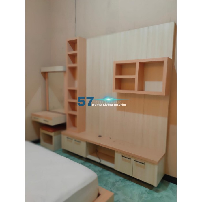 Jual Backdrop Ruang Kamar Tidur Bahan Plywood HPL Free Desain Minimalis ...