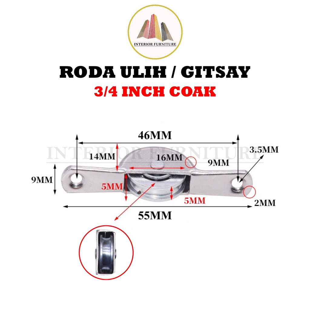 Jual Roda Ulih Sliding 3/4 inch dan 1 inch Caster Etalase Roller ...