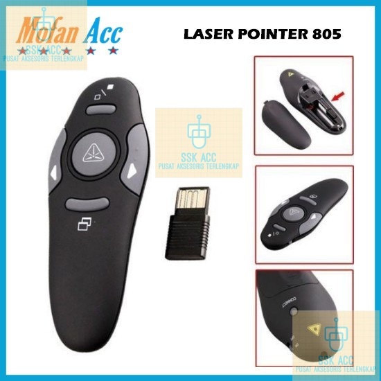 Jual Pointer Presentasi Wireless Laser Red 805 Remote Control 2.4GHz ...