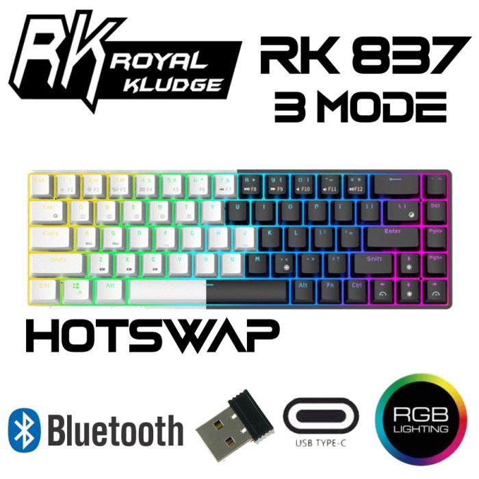 Jual Royal Kludge RK837 RK G68 3 Mode 65% Wireless Mechanical Keyboard ...
