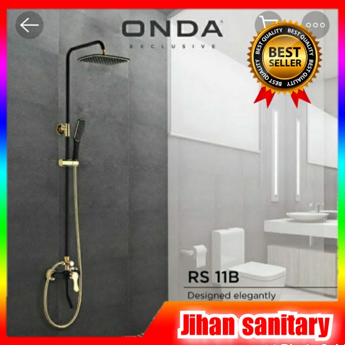 Jual Shower Tiang Colum Set Onda EXCLUSIVE RS 11B/Tiang Kran Hitam GOLD ...