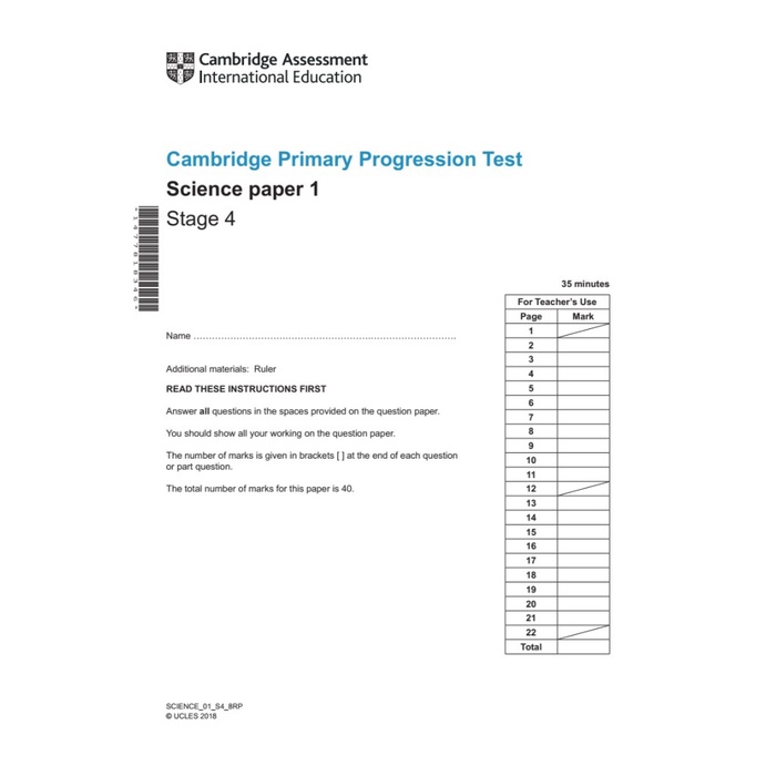 Jual Cambridge Primary Progression Test Stage 4 Questions and Answers ...