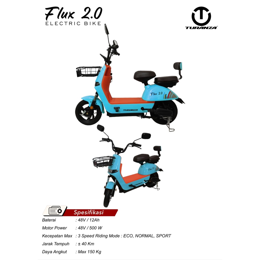 Jual SEPEDA LISTRIK TURANZA FLUX 2.0 GARANSI RESMI | Shopee Indonesia