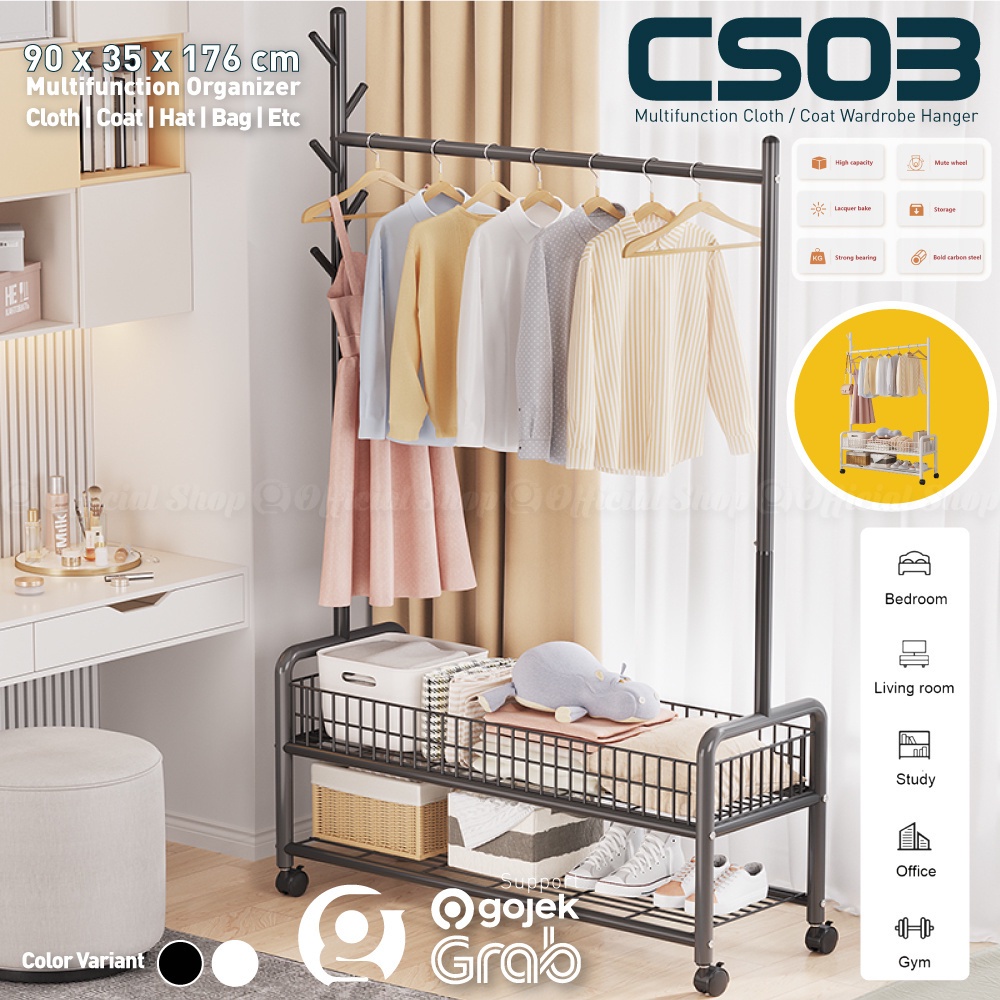 Jual HOP CS03 Stand Hanger Roda Rak Gantung Stainless Serbaguna 2 Layer ...