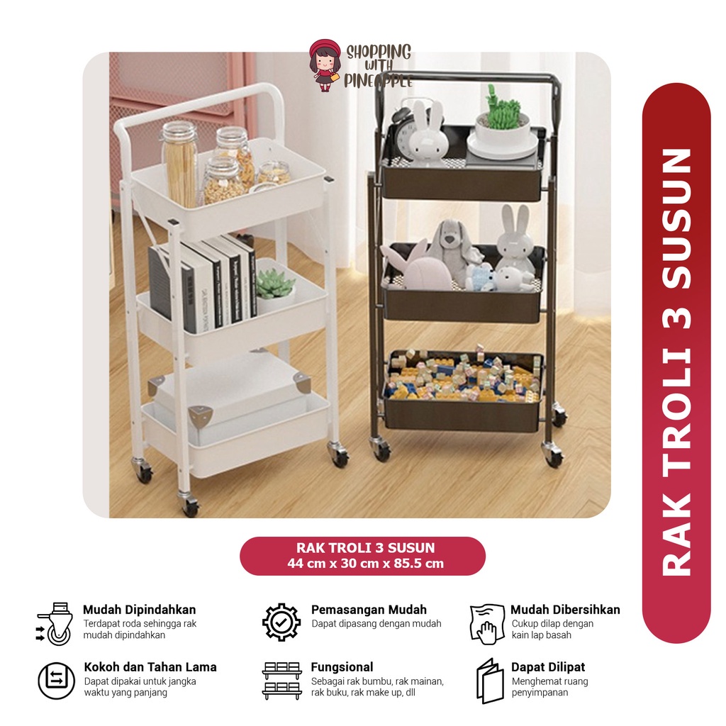 Jual SWP - Rak Troli 3 Tingkat Rak Kamar Mandi Rak Kamar Tidur Rak ...