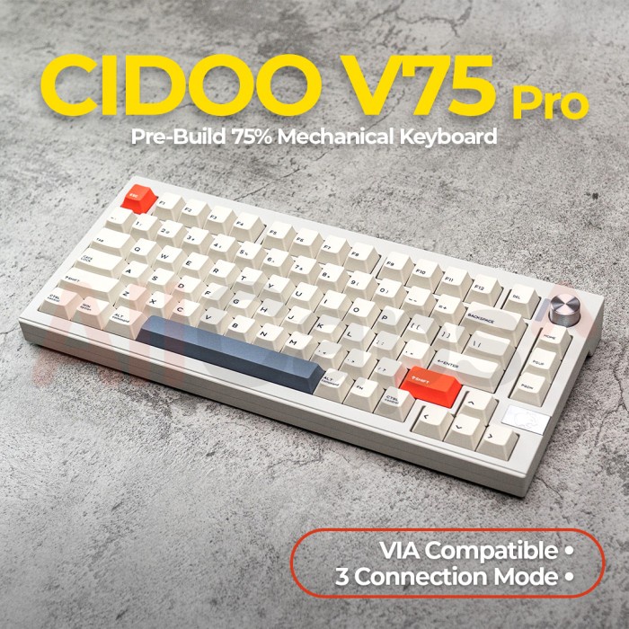 Jual CIDOO V75 - Pre-built 75% 81 keys Hotswappable Mechanical Keyboard ...