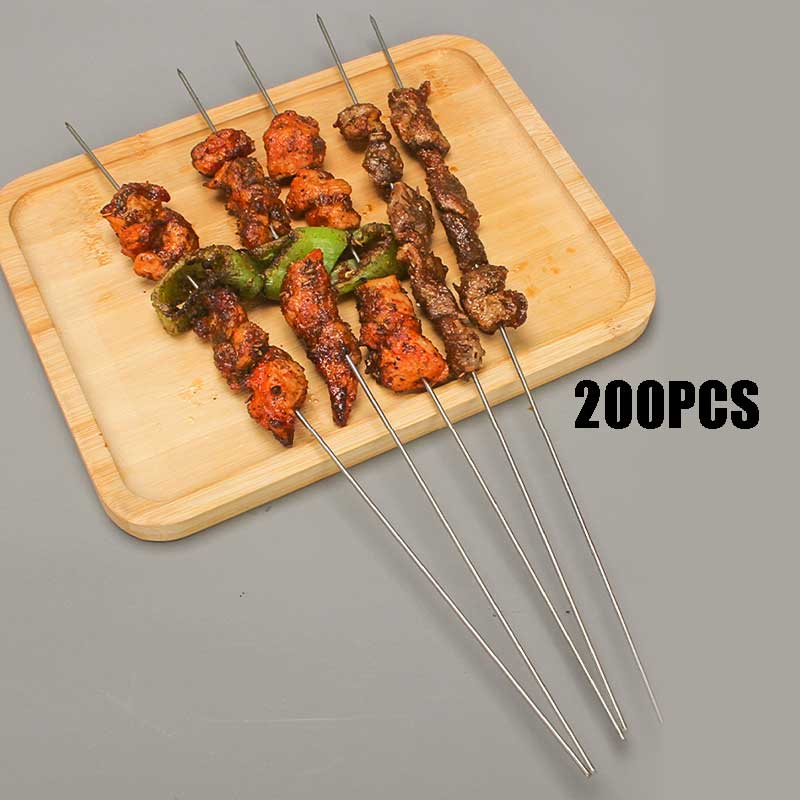 Jual Alat Tusuk Sate 200PCS Barbeque Skewer Klatak Stainless Untuk ...