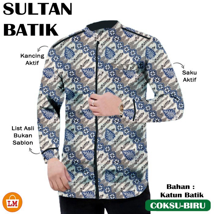 Jual LM 32868 Baju Koko Pria Muslim SULTAN BATIK Katun Lengan Panjang ...