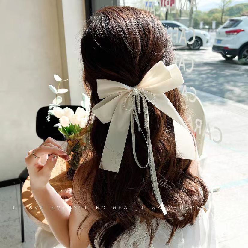 Jual Town Shell - Yerin Pearl Korean Ribbon Hair Clip / Jepit Rambut ...
