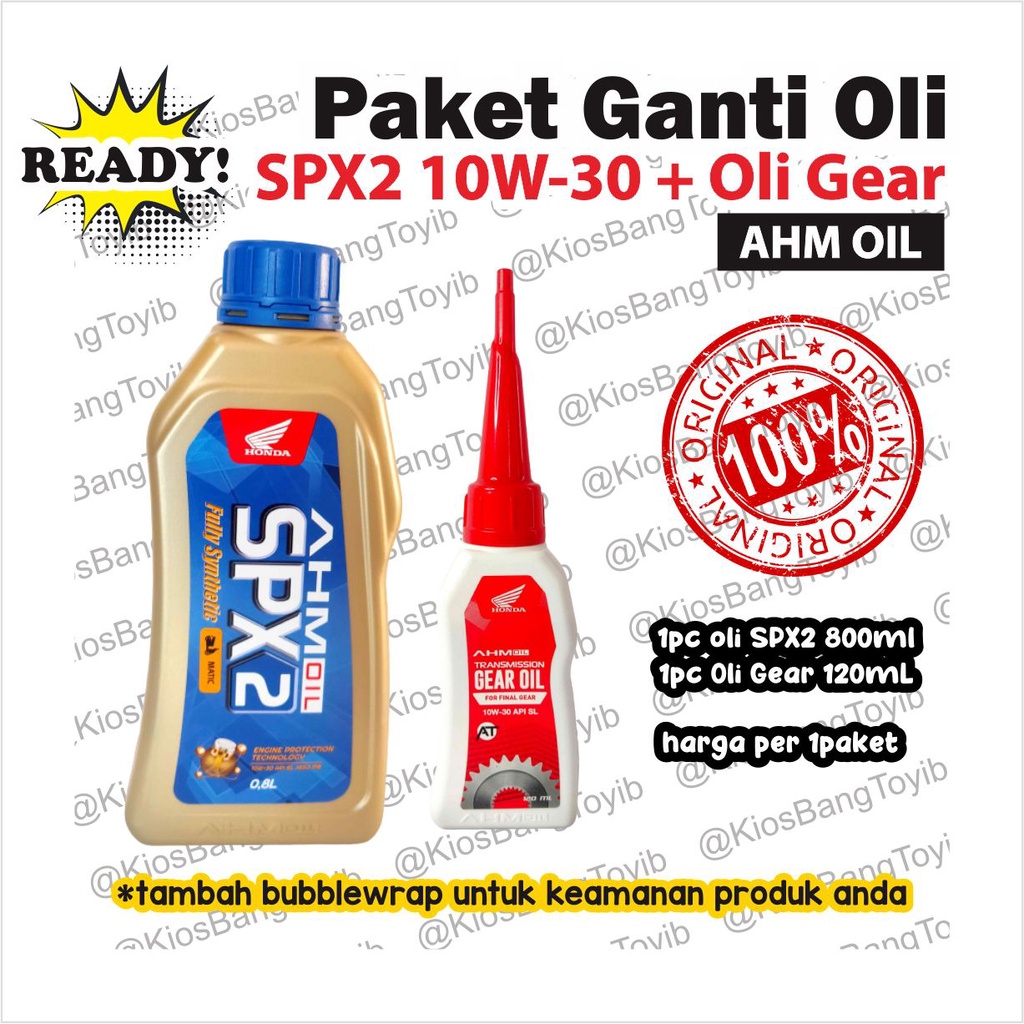 Jual Paket Ganti Oli Matic AHM SPX2 10w-30 800mL + Oli Gear Honda ...