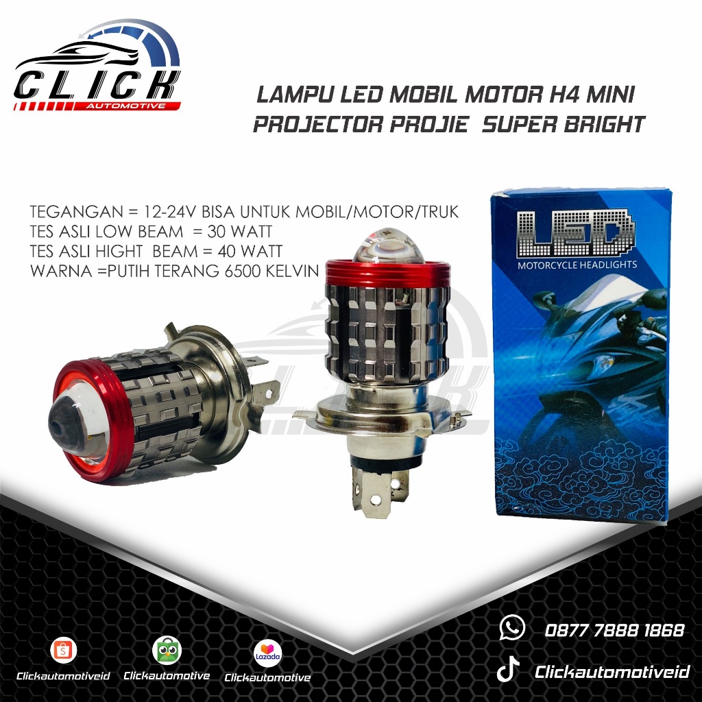 Jual LAMPU LED MOBIL MOTOR H4 MINI PROJECTOR PROJIE Y7D SUPER BRIGHT/LAMPU UTAMA MOTOR H4 LASER ...