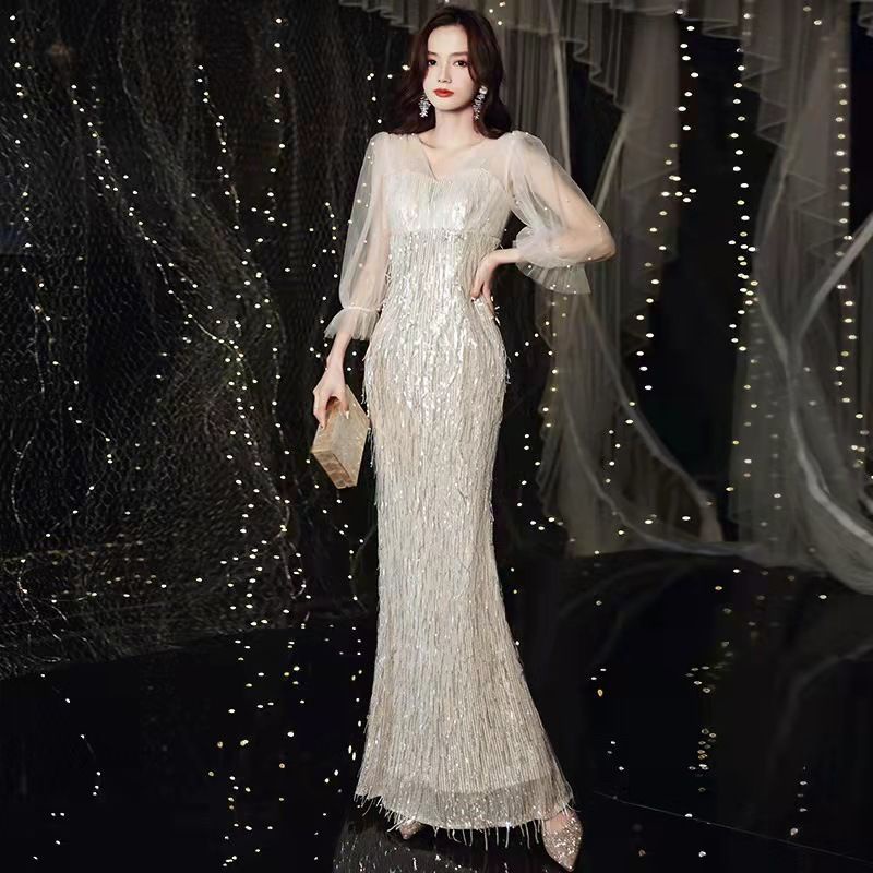Jual Gaun malam wanita dengan temperamen elegan panjang baru biasanya ...