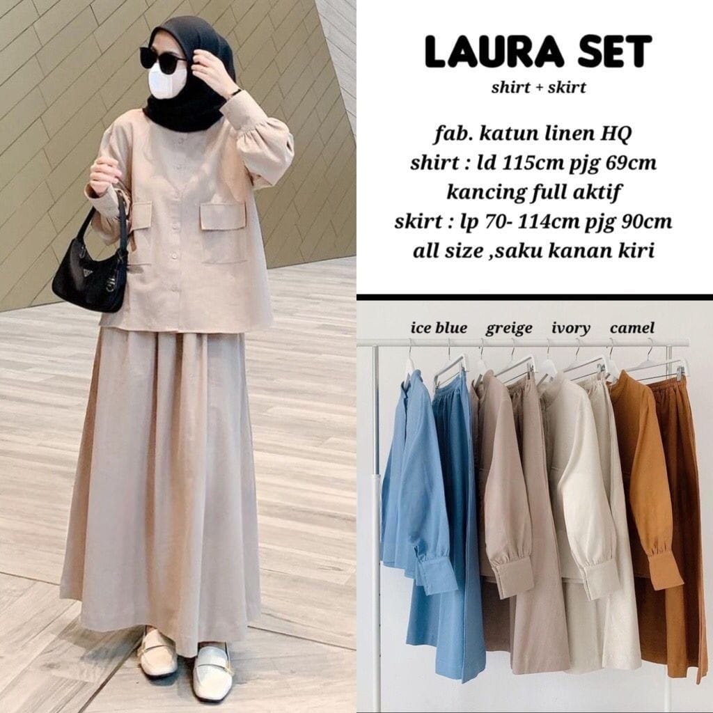 Jual Femes Laura One Set 2in1 Setelan Rok Wanita Remaja Muslim Premium ...