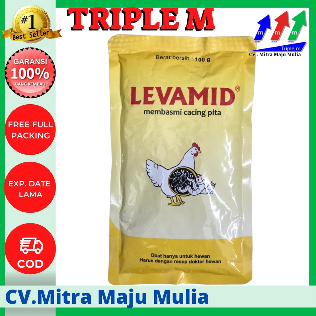 Jual LEVAMID 100 gram Obat Cacing Pita Gilik Ayam Burung Unggas Hewan ...