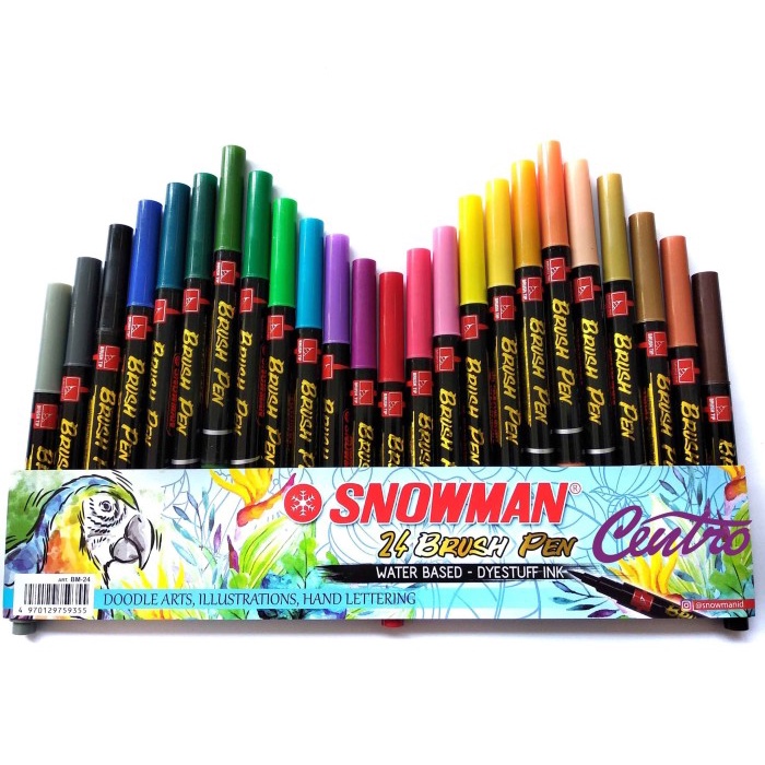 Jual Snowman Brushpen Brush Pen Kuas Set 24 warna BM-24 Lettering ...