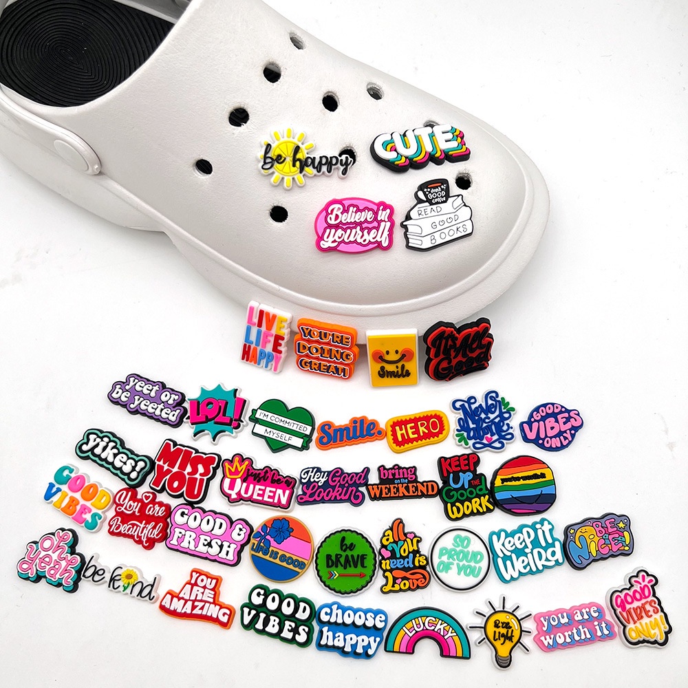 Jual Crocs Jibbitz 230 Pin Sandal Tulisan Kata Gaul Keren Hiasan Sendal ...