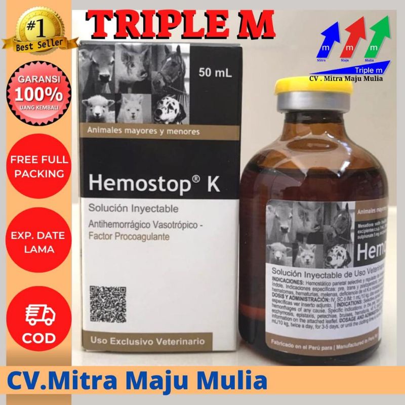 Jual HEMOSTOP K 50ml obat anti pendarahan penggumpalan hewan sapi kuda ...