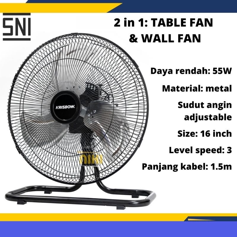 Jual Krisbow Kipas Angin 2 in 1 Industrial Bisa Meja dan Dinding 16 Inch 55 Watt | Shopee Indonesia