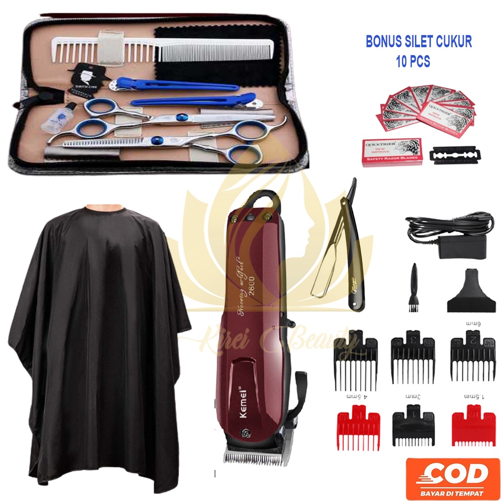 Jual [COD] Paket Alat Cukur Rambut Elektrik Kemei 2600 Profesional Barbershop Gunting Rambut ...