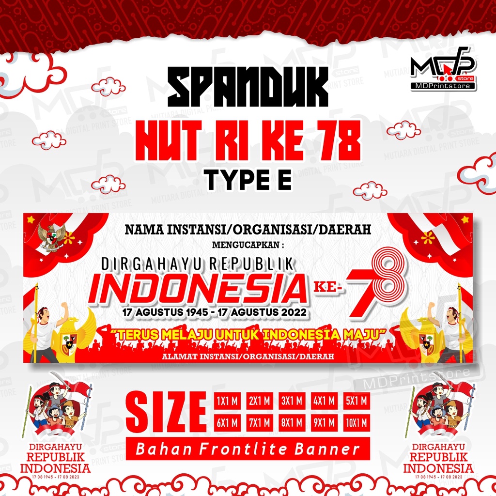 Jual SPANDUK HUT RI 5X1 METER KEMERDEKAAN AGUSTUSAN BANNER MDPRINTSTORE ...
