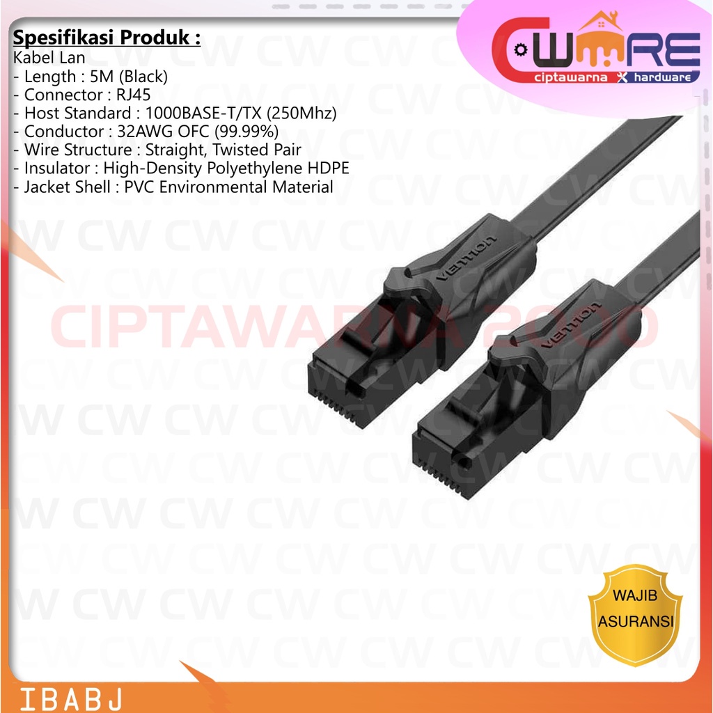 Jual VENTION IBABJ Kabel Lan RJ45 Cat6 Cat 6 Kabel Flat Bulat Internet ...